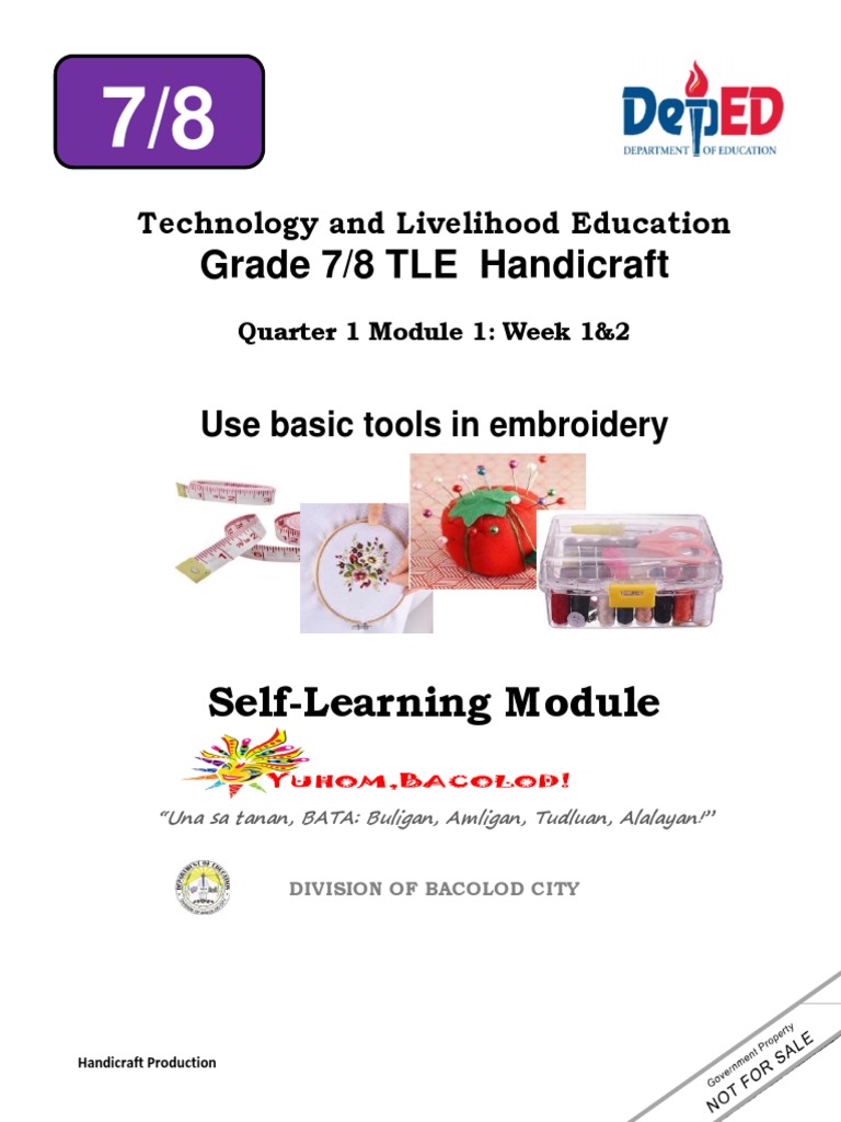 Grade 7-8 - Handicraft Q1 W1-W2 | PDF | Embroidery | Yarn