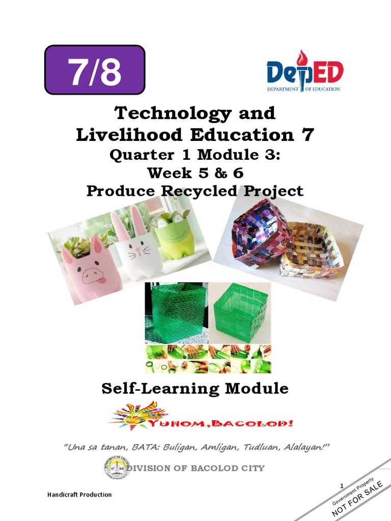 Grade 7-8 - Handicraft Q1 W5-W6 | PDF | Recycling | Wire