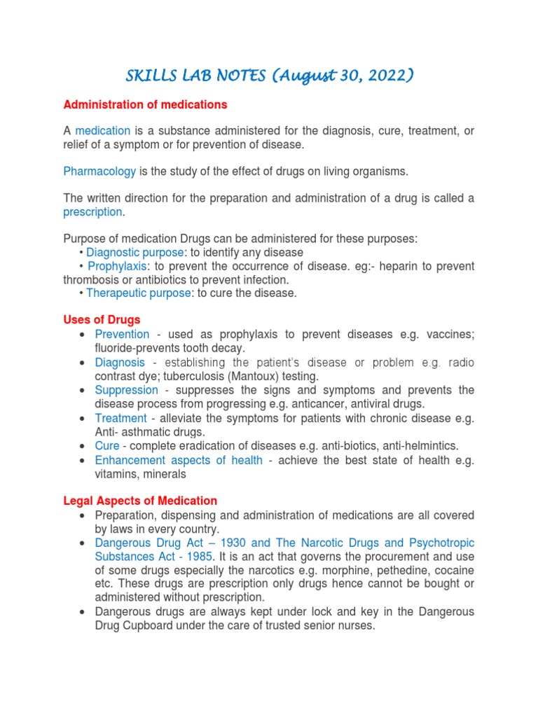 Administering Medication Notes | PDF | Injection (Medicine) | Topical ...
