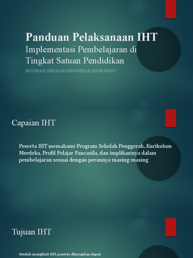 Panduan Pelaksanaan IHT | PDF
