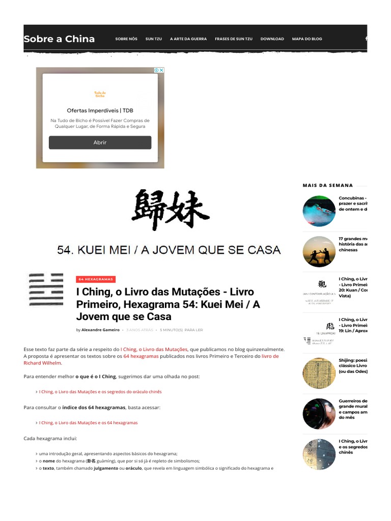 Hexagrama 54: Kuei Mei no I Ching | PDF | Comunicação escrita ...