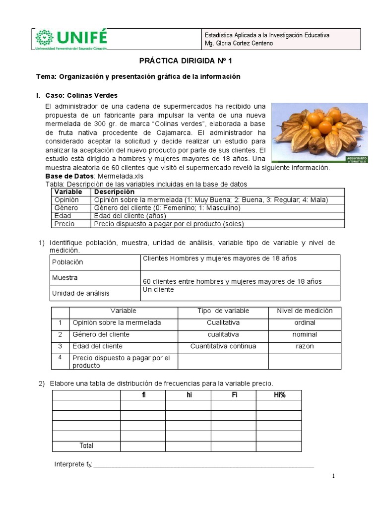Práctica Dirigida Nº1 | PDF | Estadísticas | Science