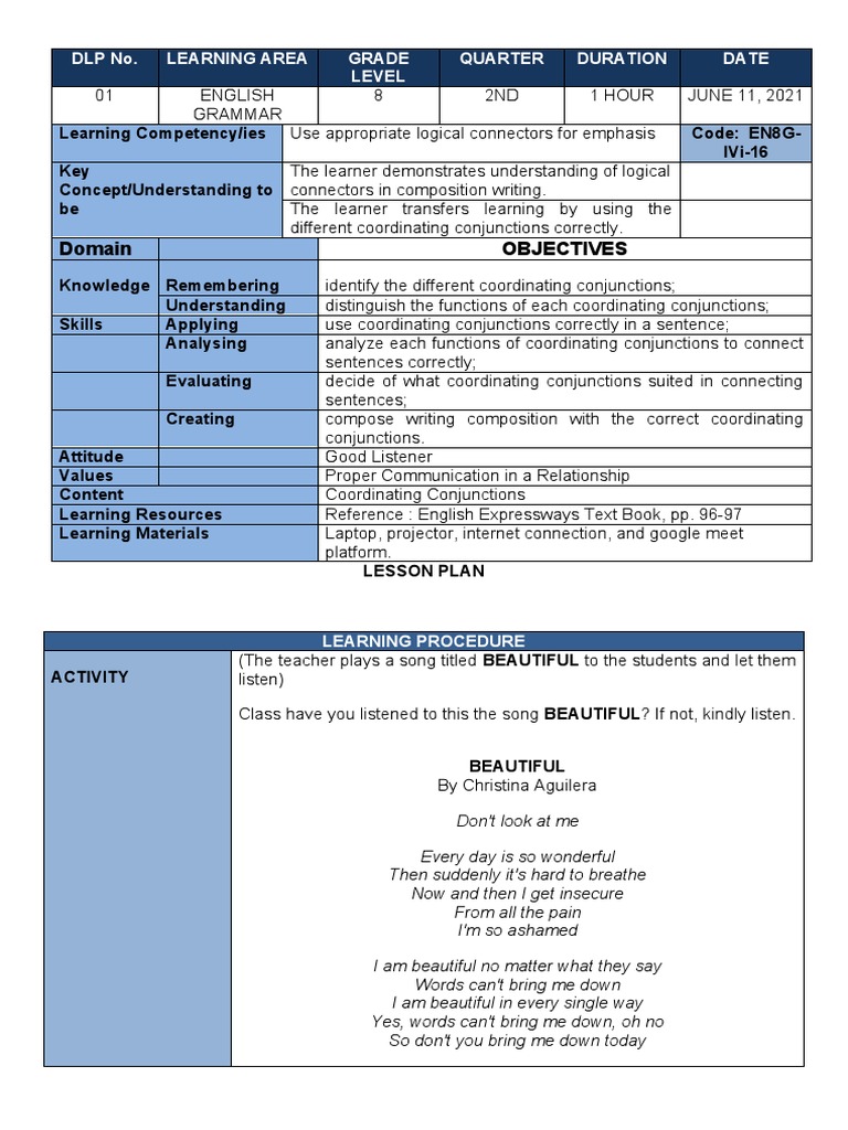 DLP in Coordinating Conjunctions | PDF | Learning | Cognition