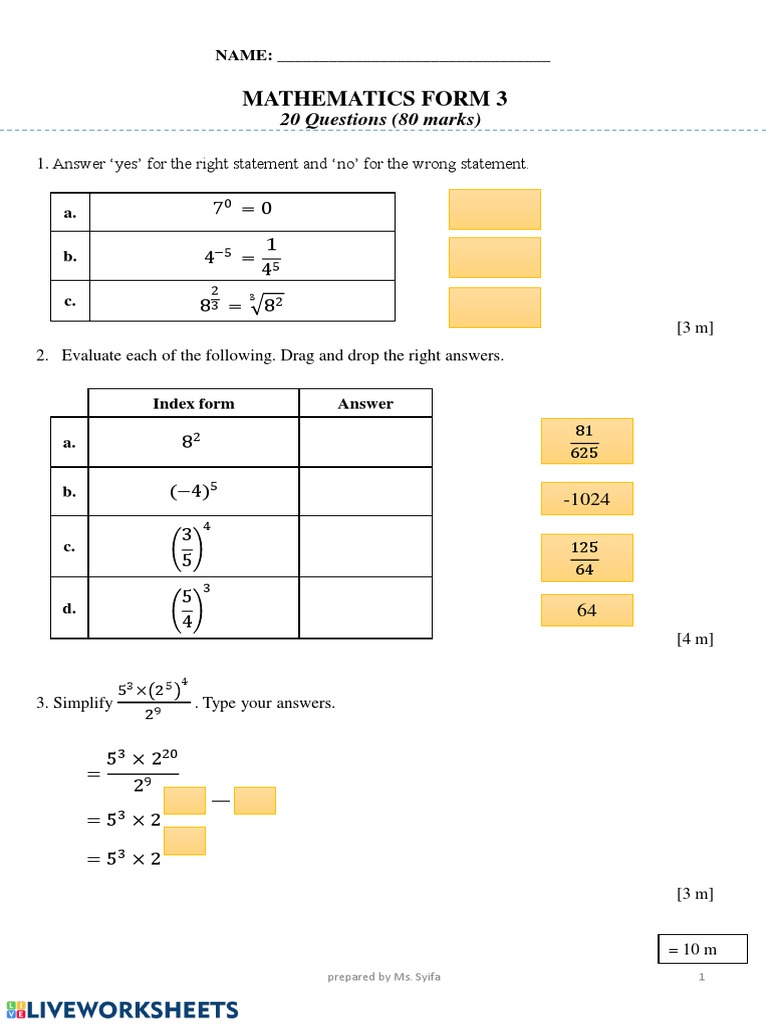 Form 3 Mathematics Worksheet | PDF | Geometry | Elementary Mathematics