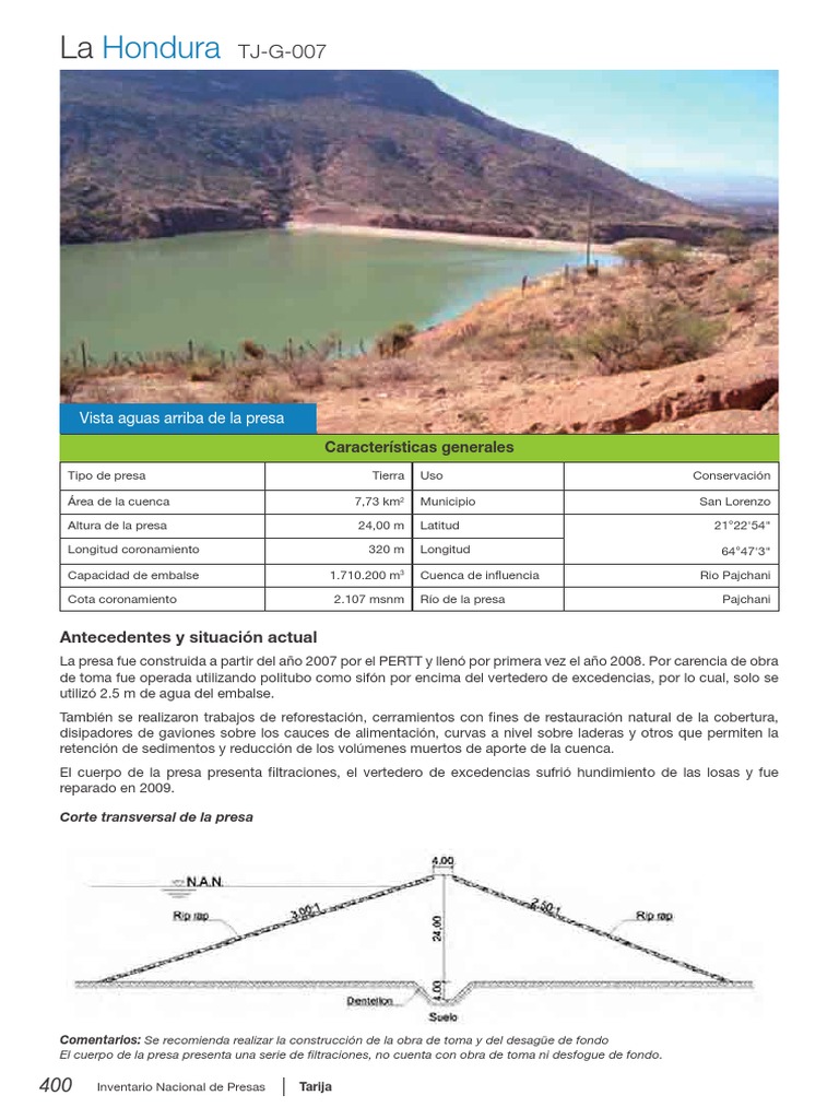 Presa La Hondura Inventario de Presas 2010 | PDF