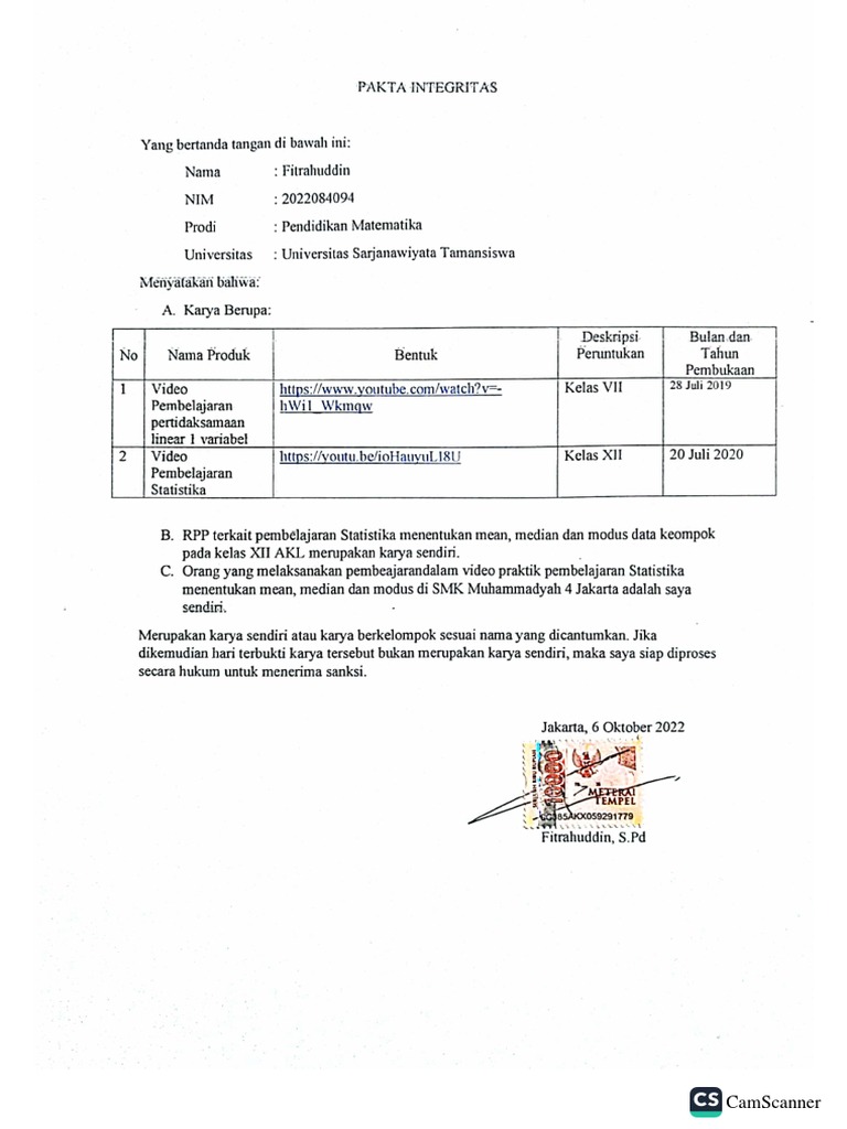 Pakta Integritas UKIN | PDF | Technology & Engineering