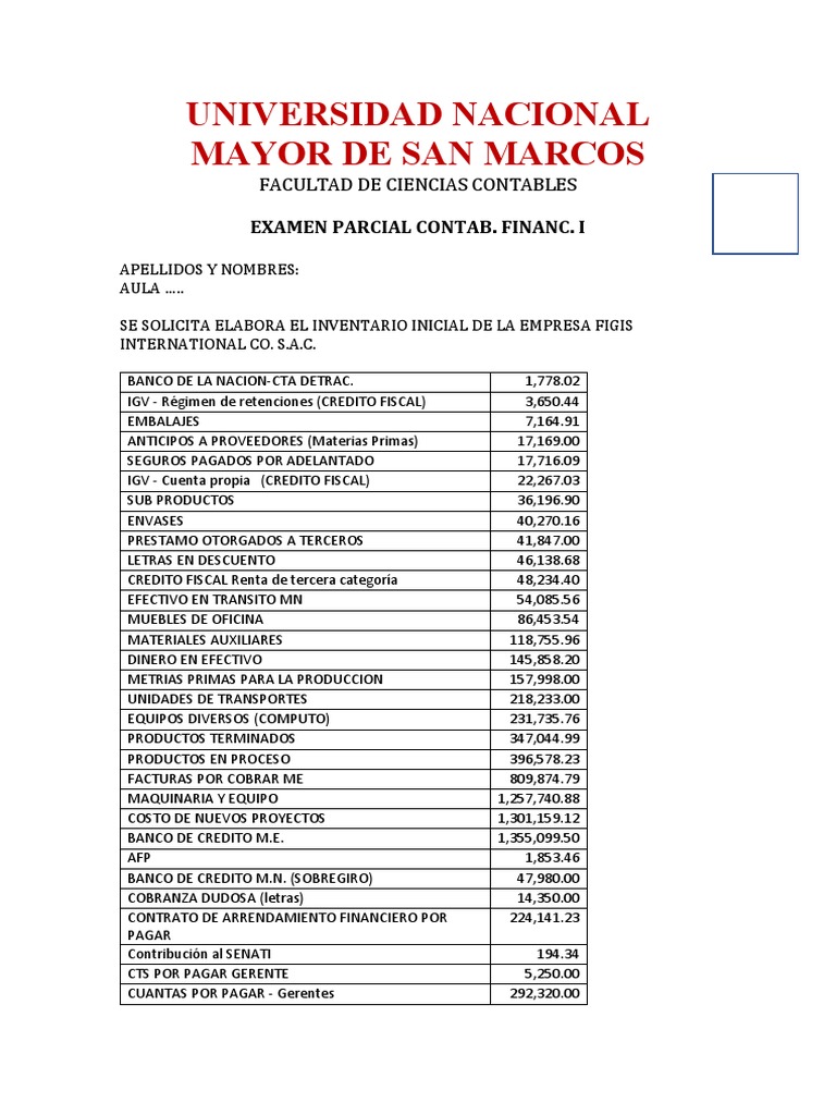 Examen Parcial Figis | PDF | Bancos | Servicios financieros