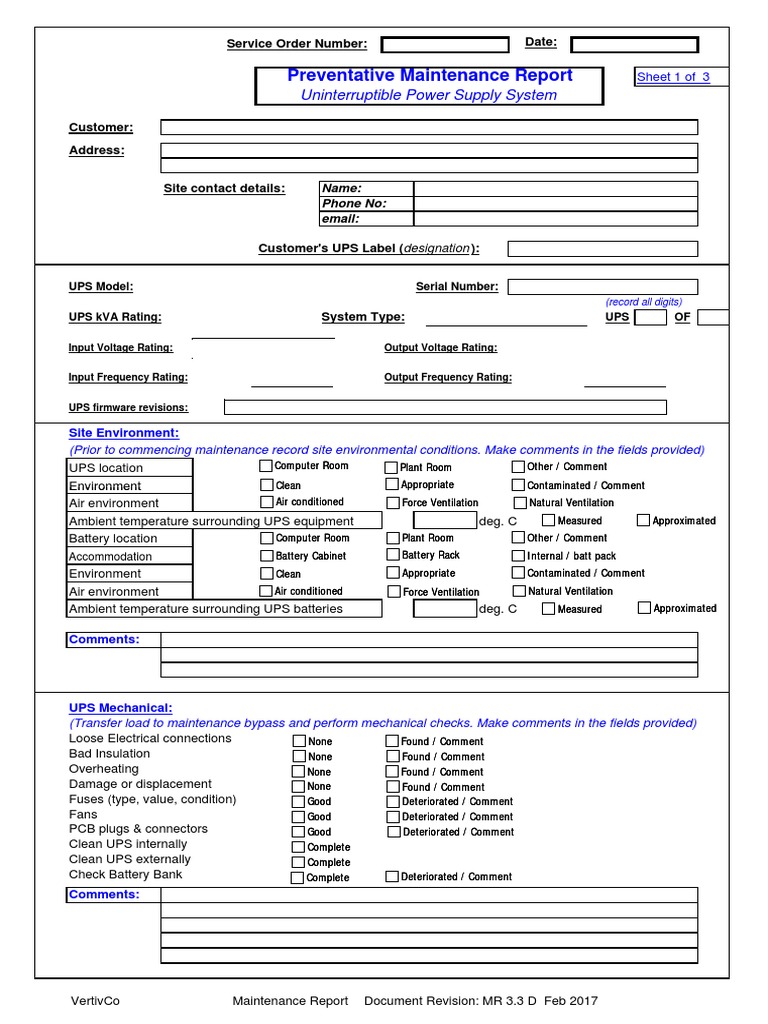 Preventative Maintenance Report UPS | PDF | Power Supply | Electrical ...