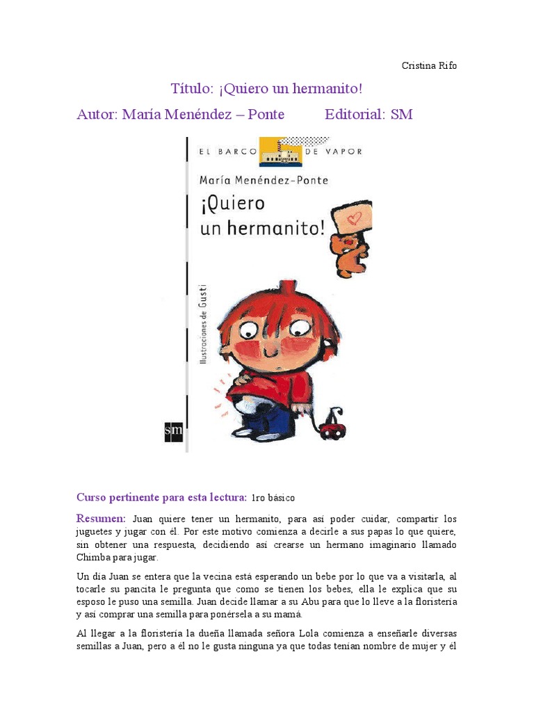 Ficha 4 ¡Quiero Un Hermanito! | PDF