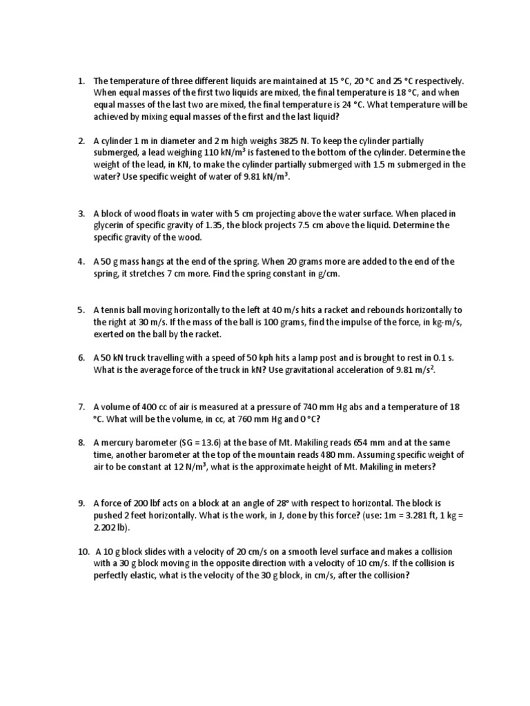 Physics Thermodynamics Pdf Weight Force