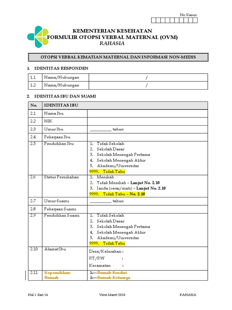04 Formulir OVM 2018 - Edit Fave 081118 | PDF