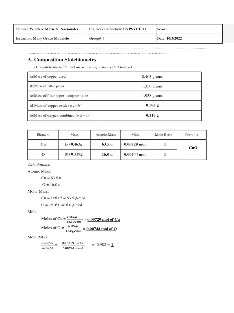 Ns1Lab - Module 4 - Nacionales | PDF | Mole (Unit) | Stoichiometry