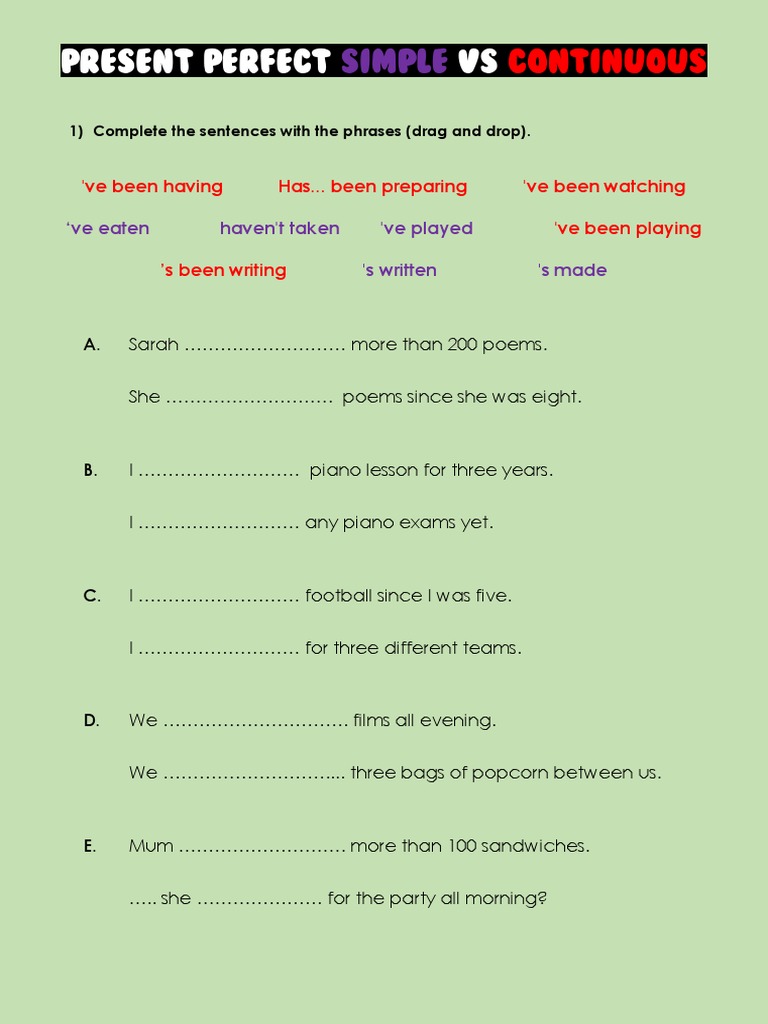 Present Perfect Simple Vs Cont | PDF | Language Arts & Discipline