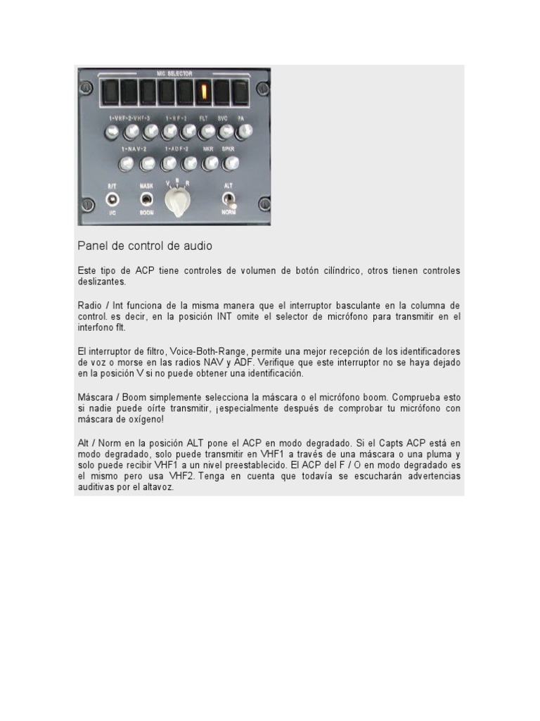 Panel de Control de Audio | Descargar gratis PDF | Boeing | Bienes ...