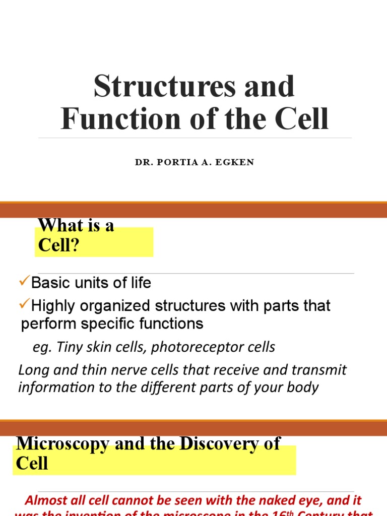 Week 1 Structures and Function of The Cell | PDF | Cell (Biology) | Endoplasmic Reticulum