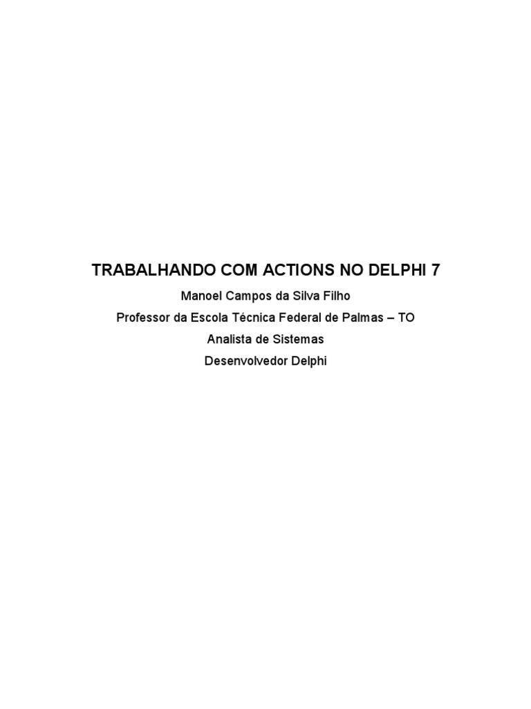 TRABALHANDO Com Action List, Action Manager, CoolBar, Action Tool Bar ...