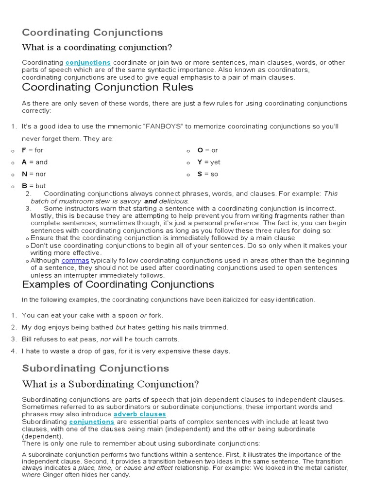 Coordinating Conjunctions | PDF | Linguistic Morphology | Semiotics