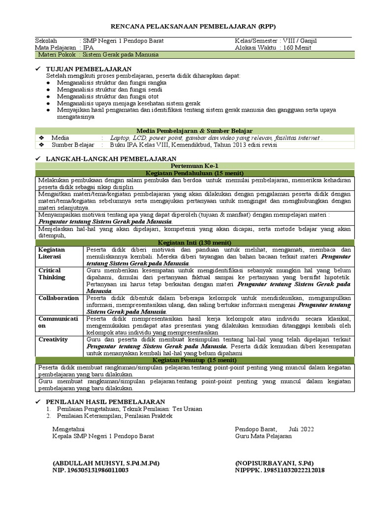 RPP Ipa Kelas 8 | PDF