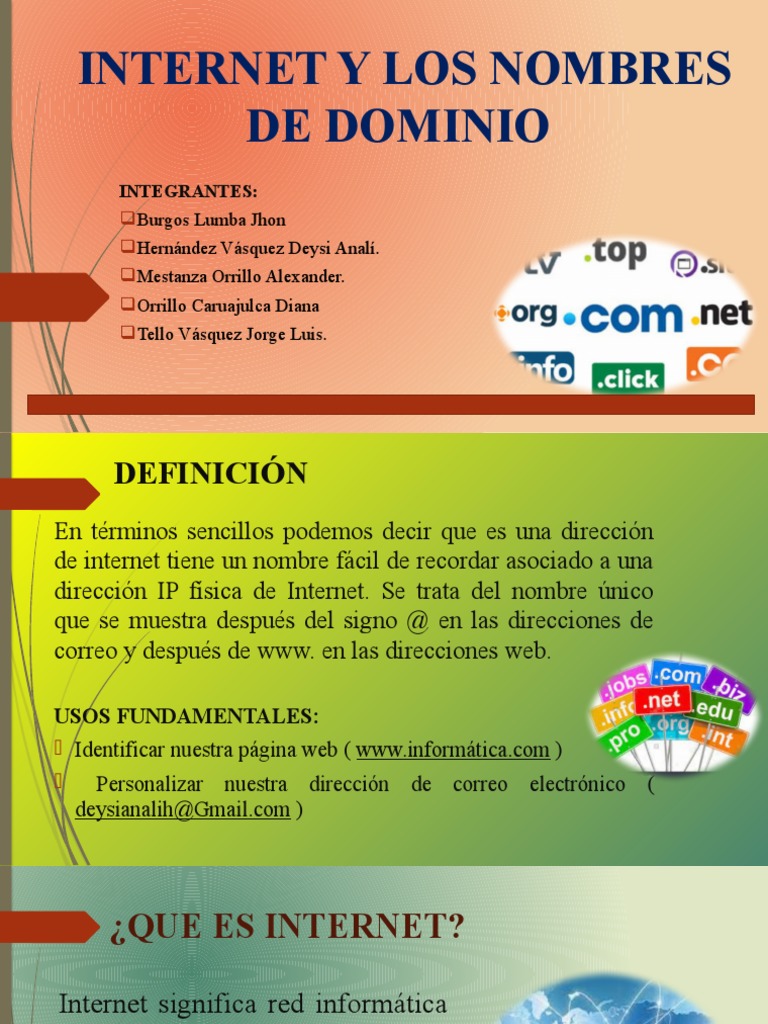 Internet y Los Nombres de Dominio - Grupo 2 | PDF | Nombre de dominio ...