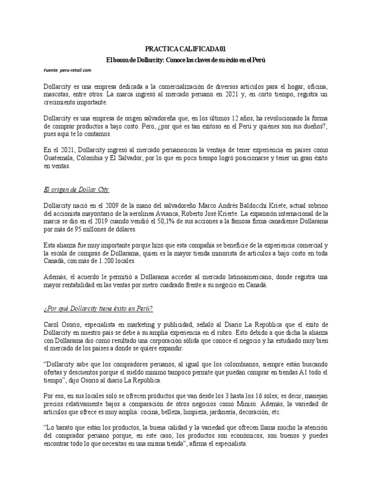 Fundamentos de Marketing Caso Practica Calificada 01 | PDF | Marketing ...