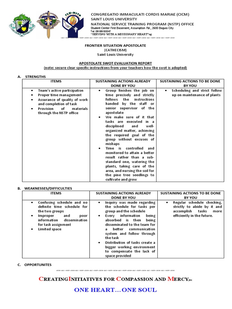 Frontier Situation Apostolate SWOT Analysis and Action Plan | PDF