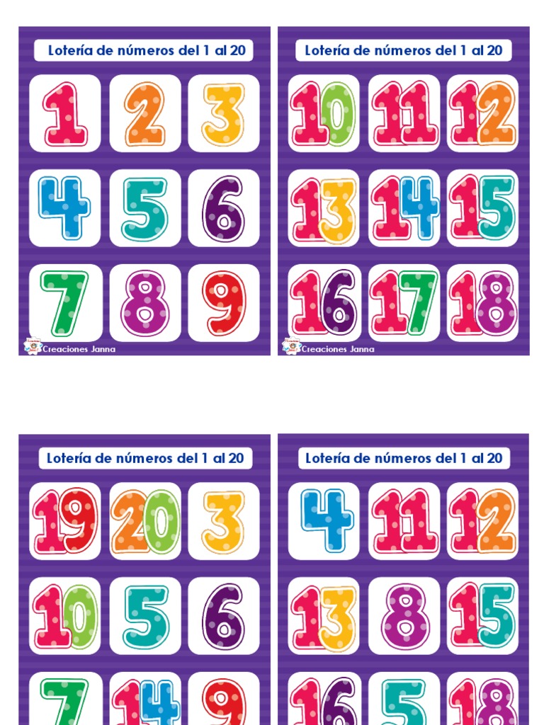 Loteria de Números 1 Al 20 | PDF | Rectángulo | Politopos