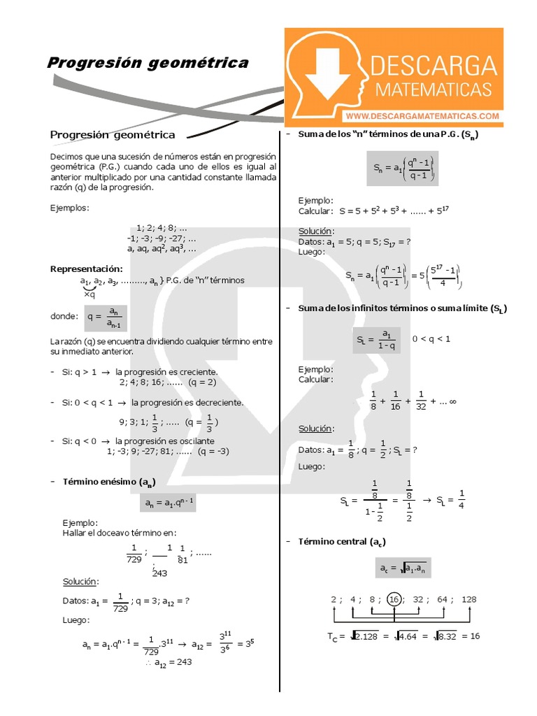 17 Progresión Geométrica - Algebra Cuarto de Secundaria | PDF | Objetos matemáticos | Aritmética