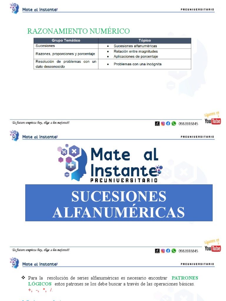 Clase N°1 Sucesiones Alfanuméricas | PDF