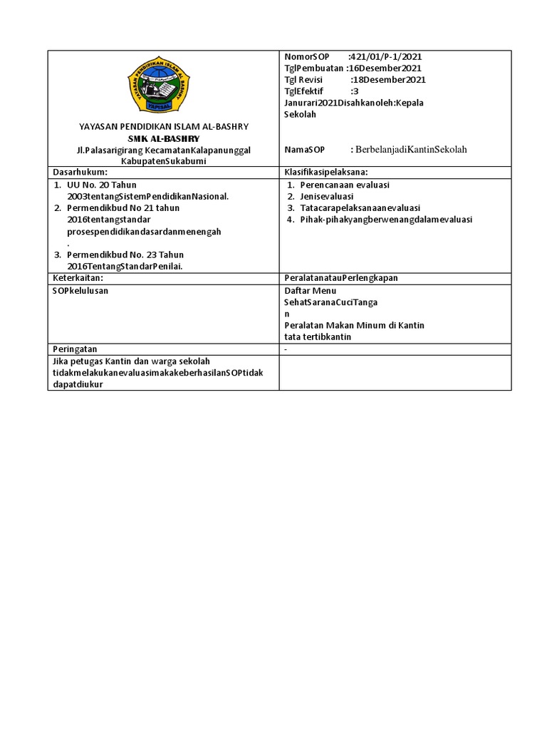 38.6 Sop Unit Produksi | PDF