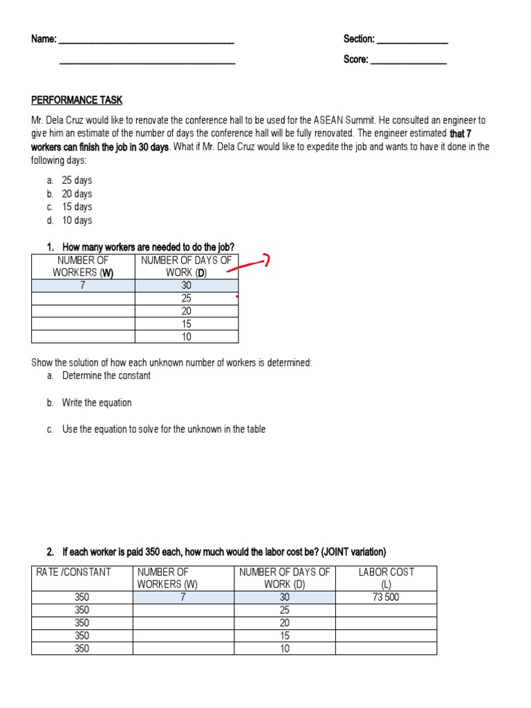Performance Task in Variation | PDF