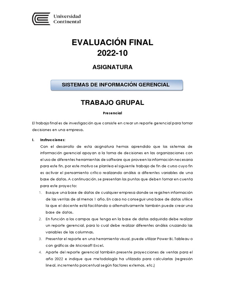 Examen Final 2022-10 | PDF | Bases de datos | Informática