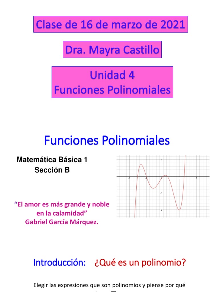 Tema 1 Funciones Polinomiales | PDF | Factorización | Matemáticas Aplicadas