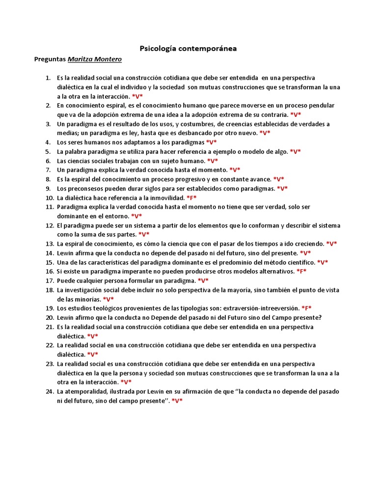 Preguntas de Maritza Montero GRUPO | PDF | Paradigma | Conocimiento