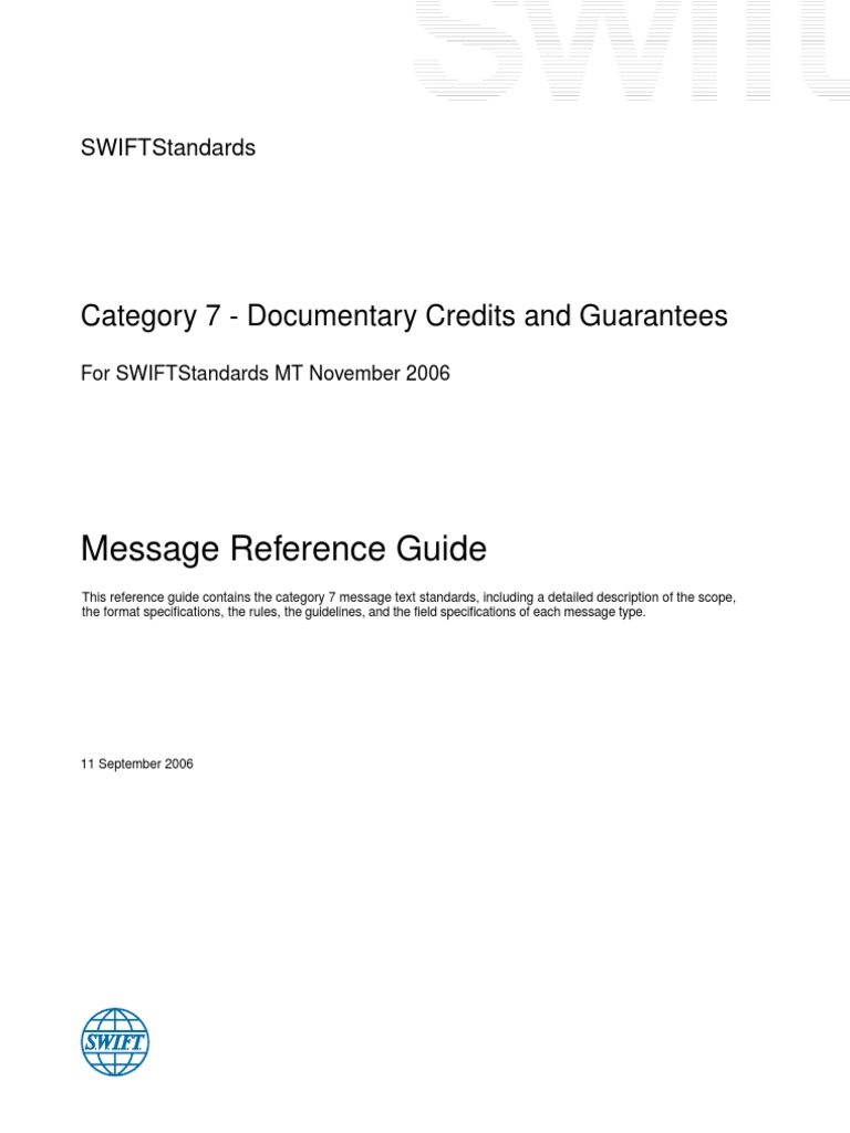 Swift Standards Category 7 Version 11 September 2006 | PDF | Letter Of ...