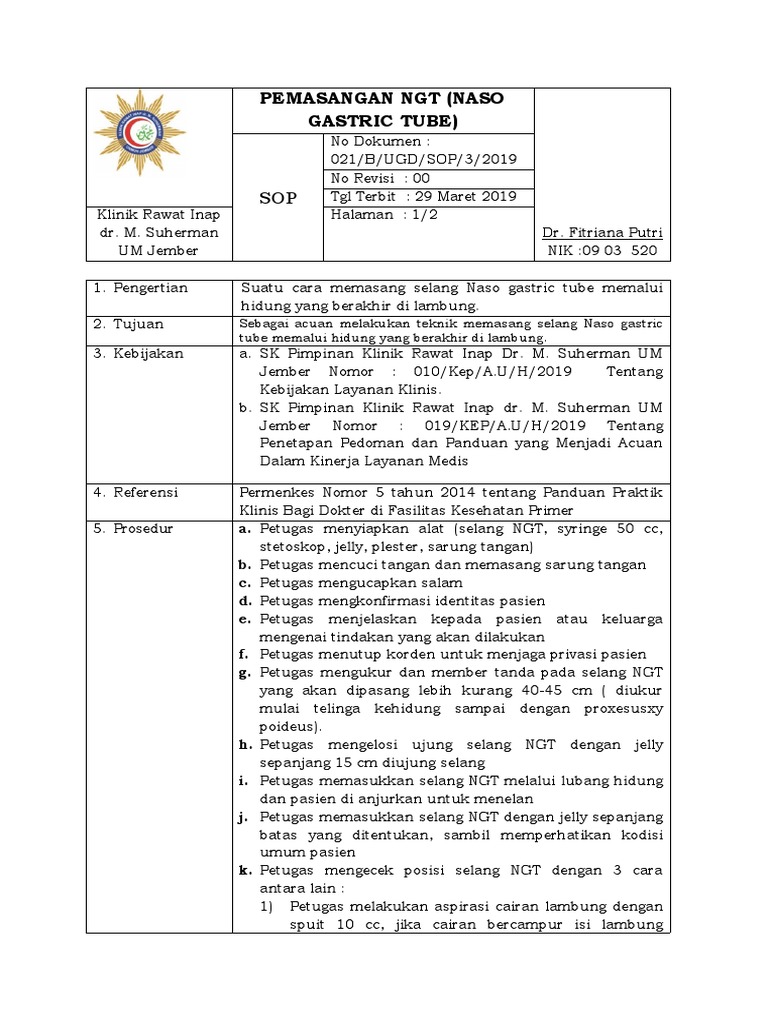 Pemasangan NGT | PDF