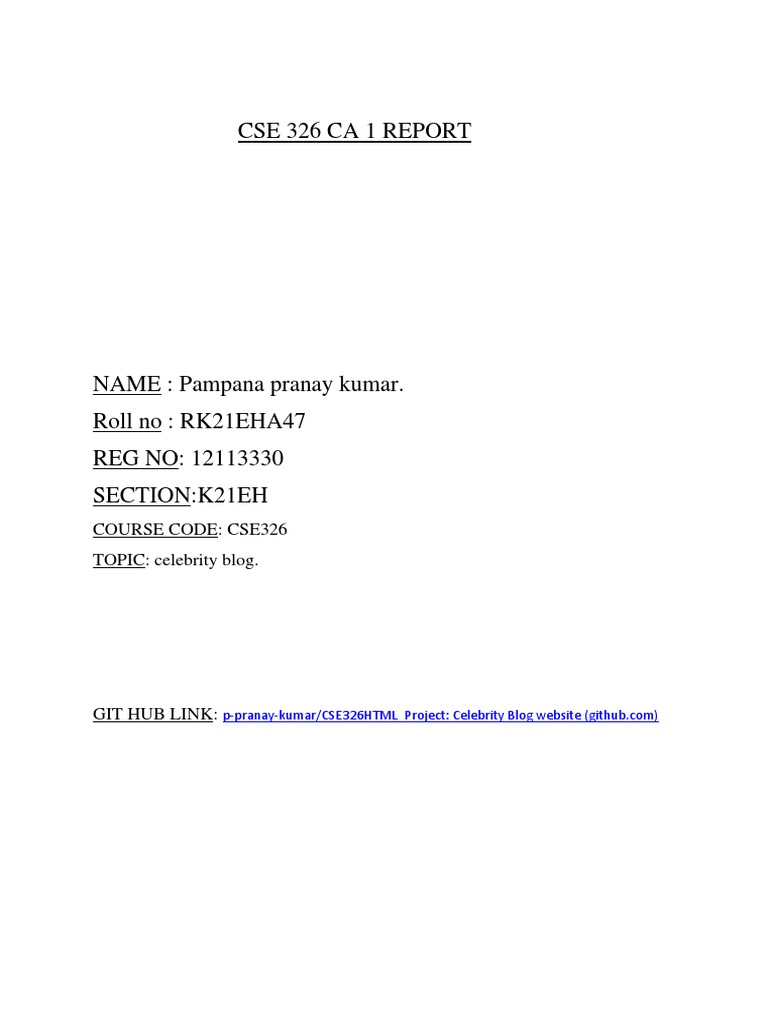Cse 326 Ca 1 Report | PDF | Websites | World Wide Web