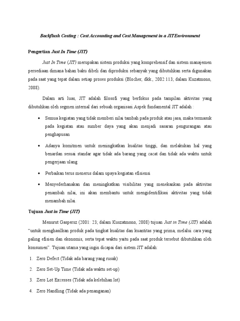 Backflush Costing & JIT | PDF