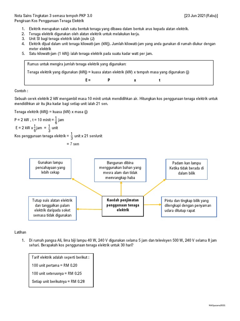 6.4 Pengiraan Kos Penggunaan Tenaga 3 IJ | PDF