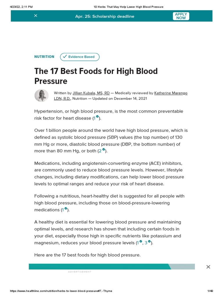 10 Herbs That May Help Lower High Blood Pressure | PDF | Hypertension | Blood Pressure