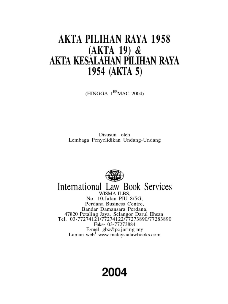 Akta Pilihan Raya 1958 | PDF