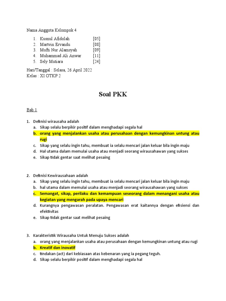 Kelompok 4 - Soal PKK | PDF