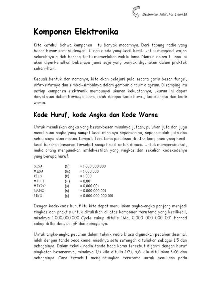 Komponen Elektronika | PDF