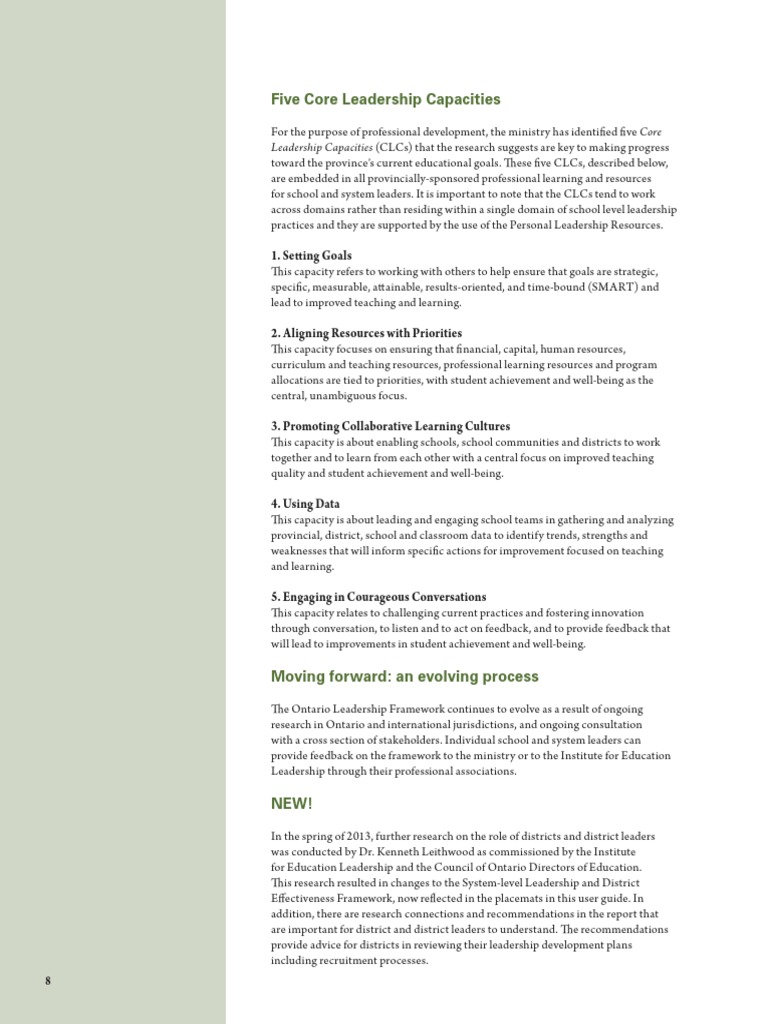 Five Core Leadership Capacities | PDF | Leadership | Goal