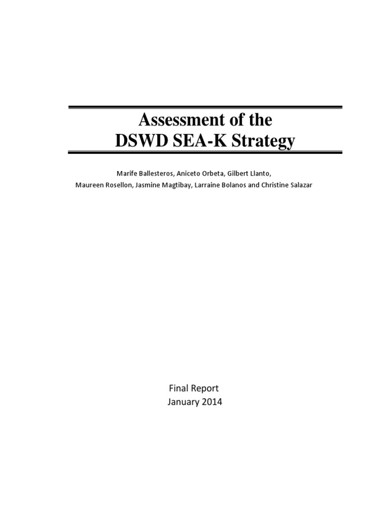 Assessment of The DSWD SEAK Strategy | PDF | Microcredit | Microfinance