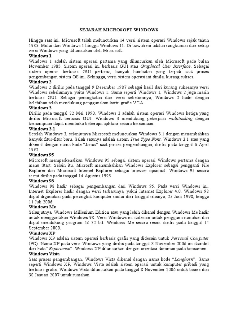 Sejarah Microsoft Windows | PDF