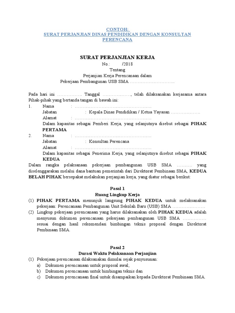 Contoh SPK Konsultan Perencana | PDF