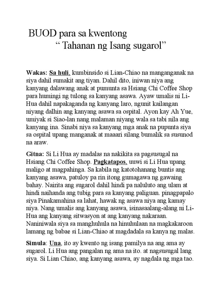 BUOD para Sa Kwento | PDF