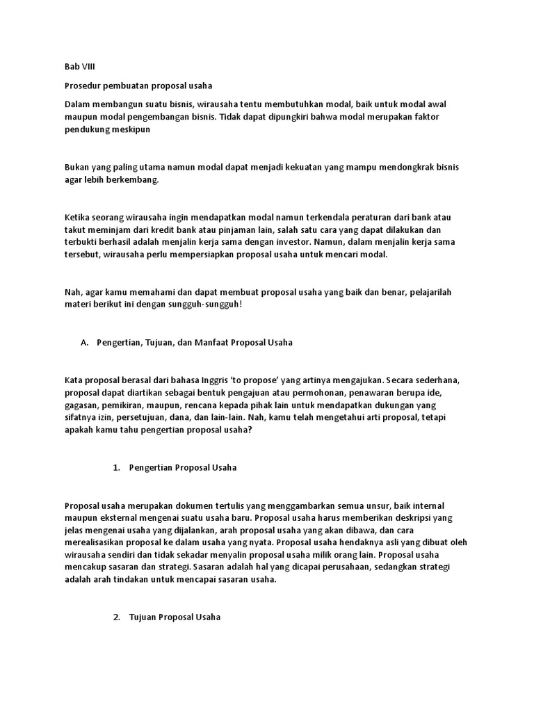 Prosedur Pembuatan Proposal Usaha | PDF