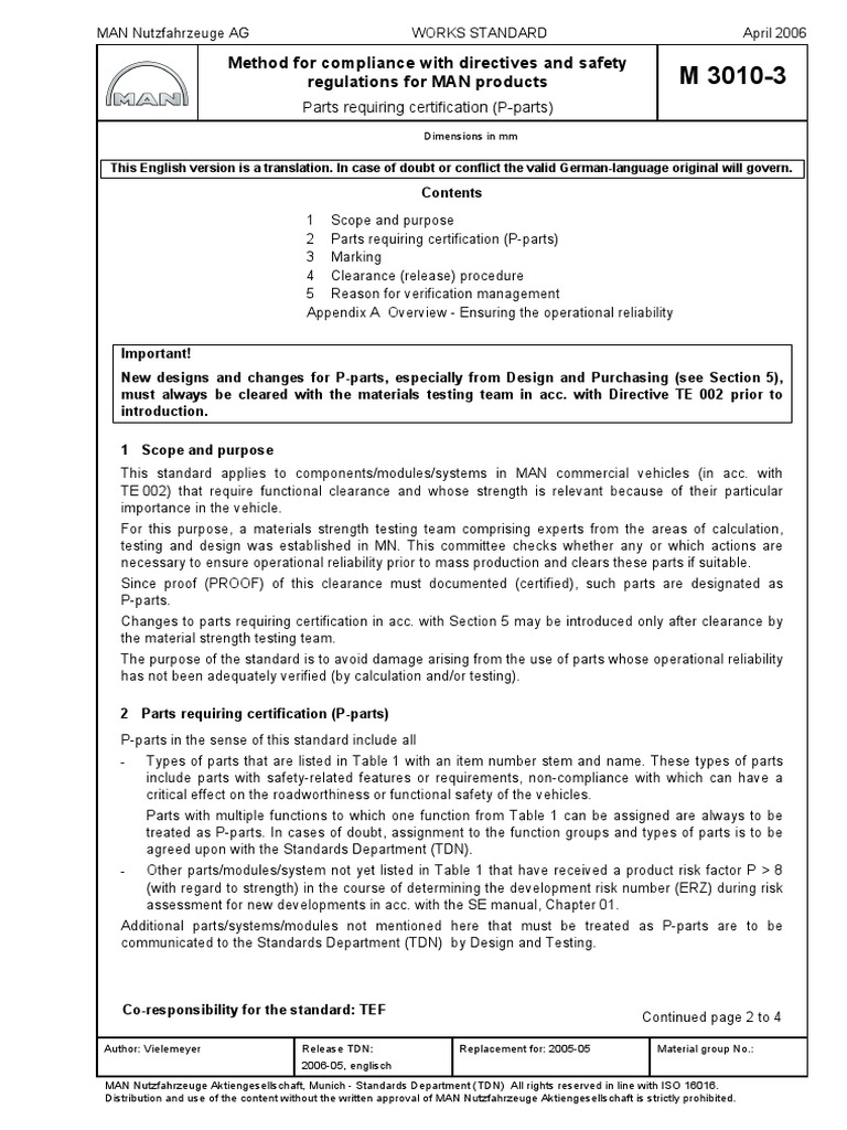Method For Compliance With Directives and Safety Regulations For MAN ...