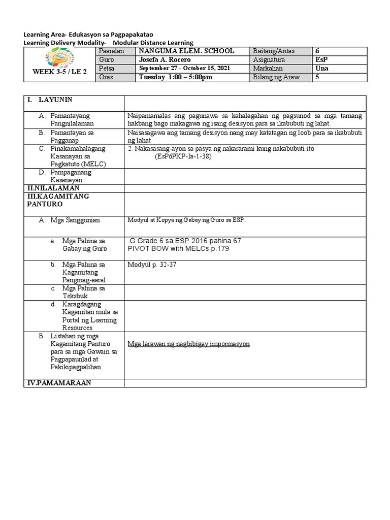 Esp6-Q1-Melc 2. Week 3-5 1 | PDF